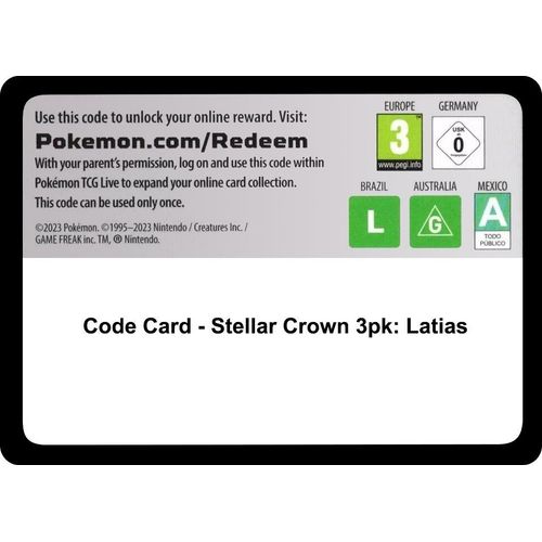 Code Card - Stellar Crown 3 Pack Blisters [Latias] [SV07: Stellar Crow